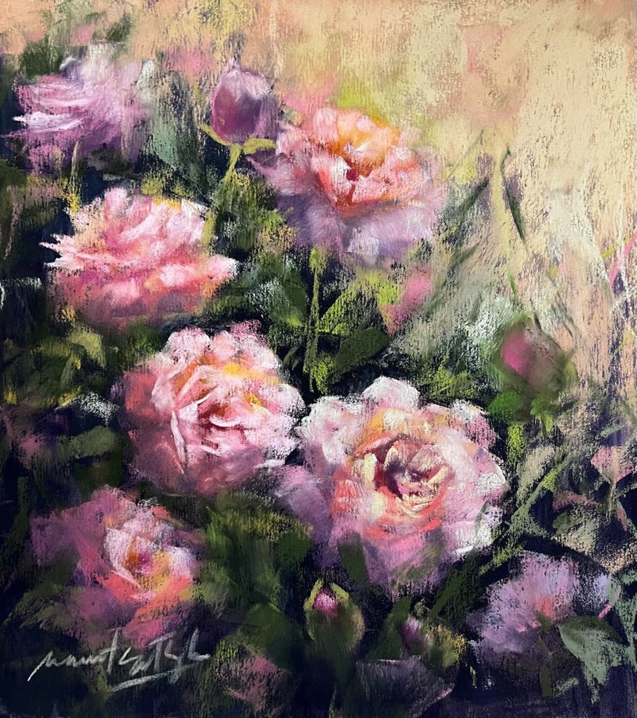 The Language of Roses. Pastel on Sanded Paper. 9 x 10 inches. Original. Nanette Catigbe. 2023 ...